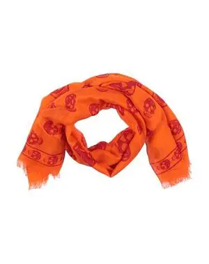 Alexander McQueen Woman Scarf White Size - Modal, Silk Orange