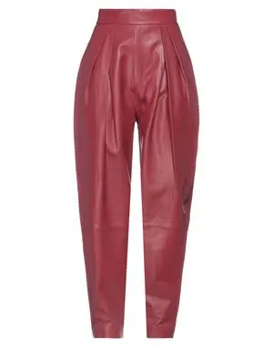 Alberta Ferretti Leather Tapered Pleated High Waisted Pants