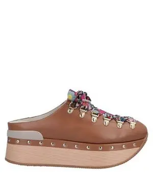 Hogan Leather Mule Clogs With Studs And Lace-up Detailing - Tan