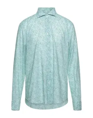 Fedeli Man Shirt Sky Blue Size 15 ¾ Cotton, Elastane Light Green