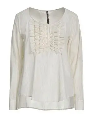 MANILA GRACE Woven Lamé Striped Top - Beige