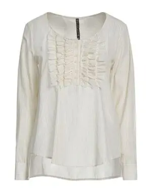 MANILA GRACE Woven Lamé Striped Top - Beige