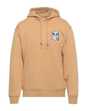 Obey Man Sweatshirt Black Size Xl Cotton, Polyester Camel