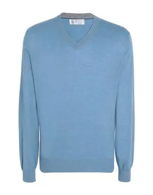 Brunello Cucinelli Cashmere V-Neck Sweater Sky Blue