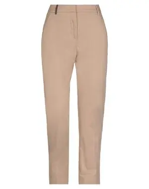 Peserico Twill Chino Pants With Leather Trim Camel