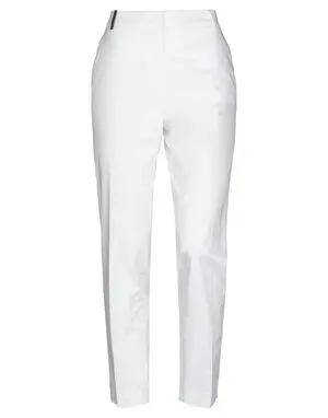 Peserico Twill Chino Pants With Leather Trim - White