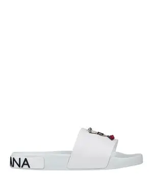 Dolce & Gabbana Calfskin Embellished Flat Slide Sandals