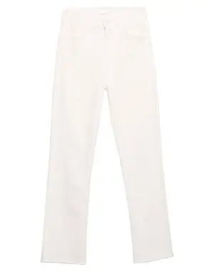 MOTHER Jeans With Fringed Hem White