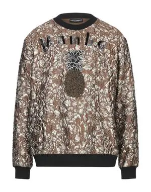 Dolce & Gabbana Sweatshirt With Brocade, Sequins And Beads - Beige