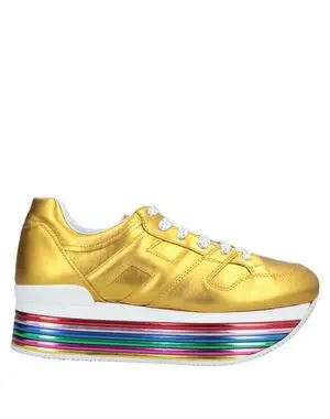 Hogan Metallic Leather Low-top Sneakers With Wedge Sole - Yellow