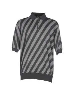 Dolce & Gabbana Cotton Striped Knit Polo Shirt - Grey