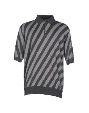 Dolce & Gabbana Cotton Striped Knit Polo Shirt - Grey