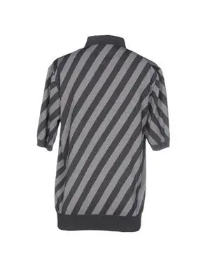 Dolce & Gabbana Cotton Striped Knit Polo Shirt - Grey
