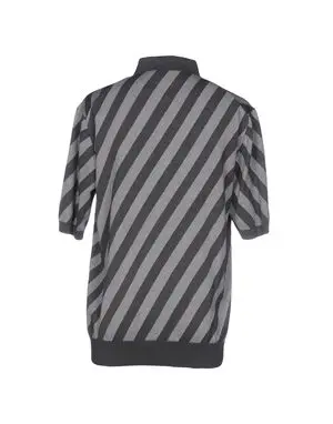 Dolce & Gabbana Cotton Striped Knit Polo Shirt - Grey