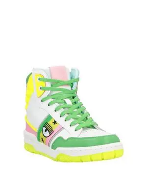 CHIARA FERRAGNI Leather High Top Sneakers - Green