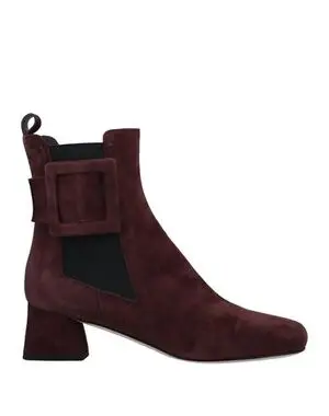 ROGER VIVIER Ankle Boots In Leather And Elastic Fibres Brown