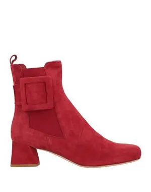 ROGER VIVIER Ankle Boots In Leather And Elastic Fibres Red