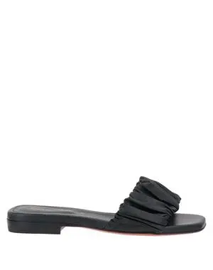 Santoni Azure Leather Slide Sandals Black