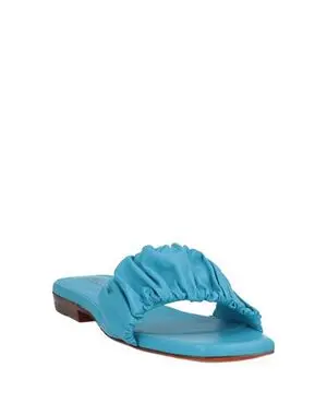 Santoni Leather Slide Sandals - Blue