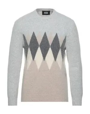 Alpha Studio Geometric Print Jacquard Knit Sweater - Grey