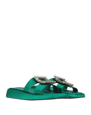 ROGER VIVIER Marigold Textile Fiber Slide Sandals - Green
