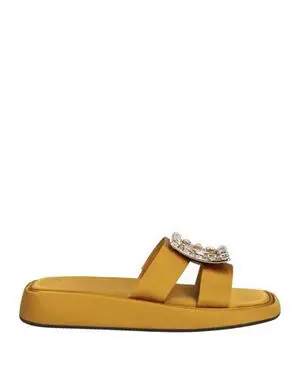 ROGER VIVIER Textile Fiber Wedge Sandals - Yellow