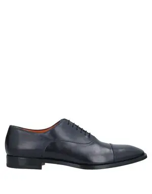 Santoni Lace-up Shoes In Leather - Dark Blue