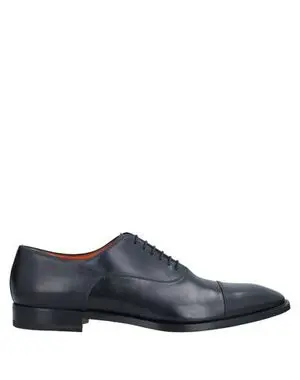 Santoni Lace-up Shoes In Leather - Dark Blue