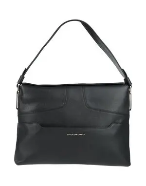 PIQUADRO Leather Shoulder Bag With Brand Logo - Black