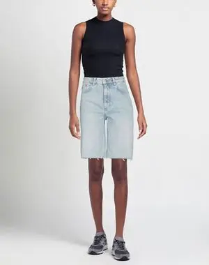 Maje Denim Shorts With Fringed Hem