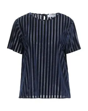 AGLINI Striped Jersey And Chenille Top - Blue