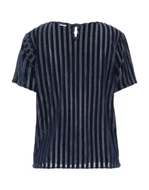 AGLINI Striped Jersey And Chenille Top - Blue