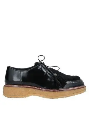 TOD'S Lace-up Shoe With Shearling Trim - Black