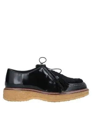 TOD'S Lace-up Shoe With Shearling Trim - Black