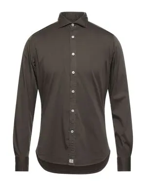 SONRISA Man Shirt Khaki Size 15 ¾ Cotton, Elastane Dark Brown