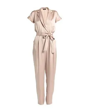 Antonelli Firenze Belted Solid Jumpsuit - Beige