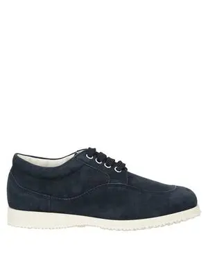 Hogan Sneakers In Leather With Cleated Rubber Sole - Blue