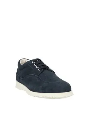 Hogan Sneakers In Leather With Cleated Rubber Sole - Blue
