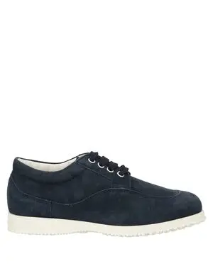 Hogan Sneakers In Leather With Cleated Rubber Sole - Blue