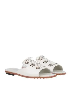 TOD'S Leather Slide Sandals - White