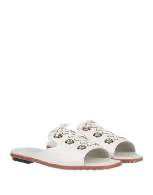 TOD'S Leather Slide Sandals - White