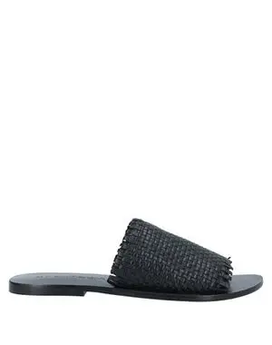 STRATEGIA Leather Slide Sandals - Black
