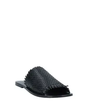 STRATEGIA Leather Slide Sandals - Black