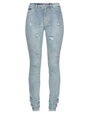 Philipp Plein Jeans In Denim With Appliqués And Crystals