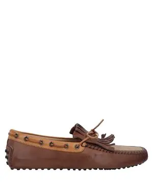 TOD'S Leather Loafers With Textile Fibers - Brown