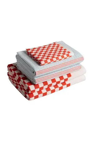 BAINA Organic Cotton Towel Set 04 In Red - Paloma Sun & Ecru