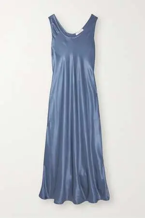 Max Mara Black Ares Satin-twill Midi Dress Blue