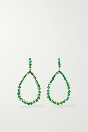 SUZANNE KALAN Suzanne Kalan 18-karat Gold Drop Emerald Earrings Green