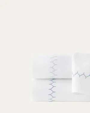 JOHN ROBSHAW Stitched 300 Thread Count Queen Sheet Set Lt Indig