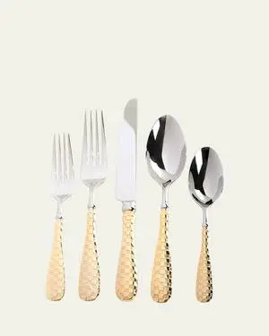 MACKENZIE-CHILDS 5-piece Check Gold-plate Place Setting - One-color
